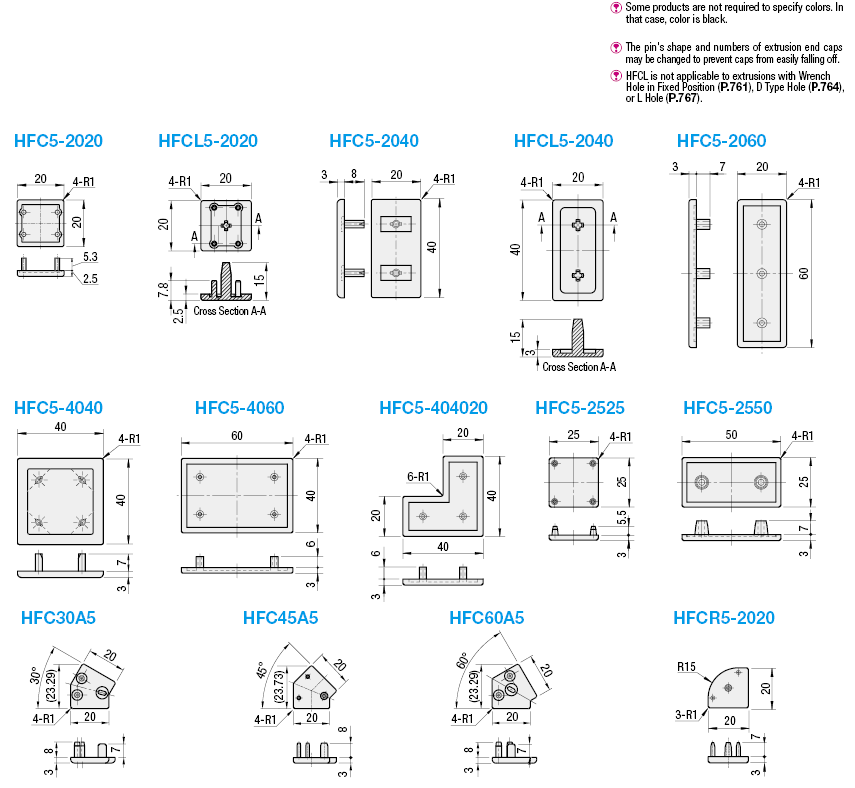 5 Series/Frame End Caps by MISUMI (HFC5-2020-S) | MISUMI online shop ...
